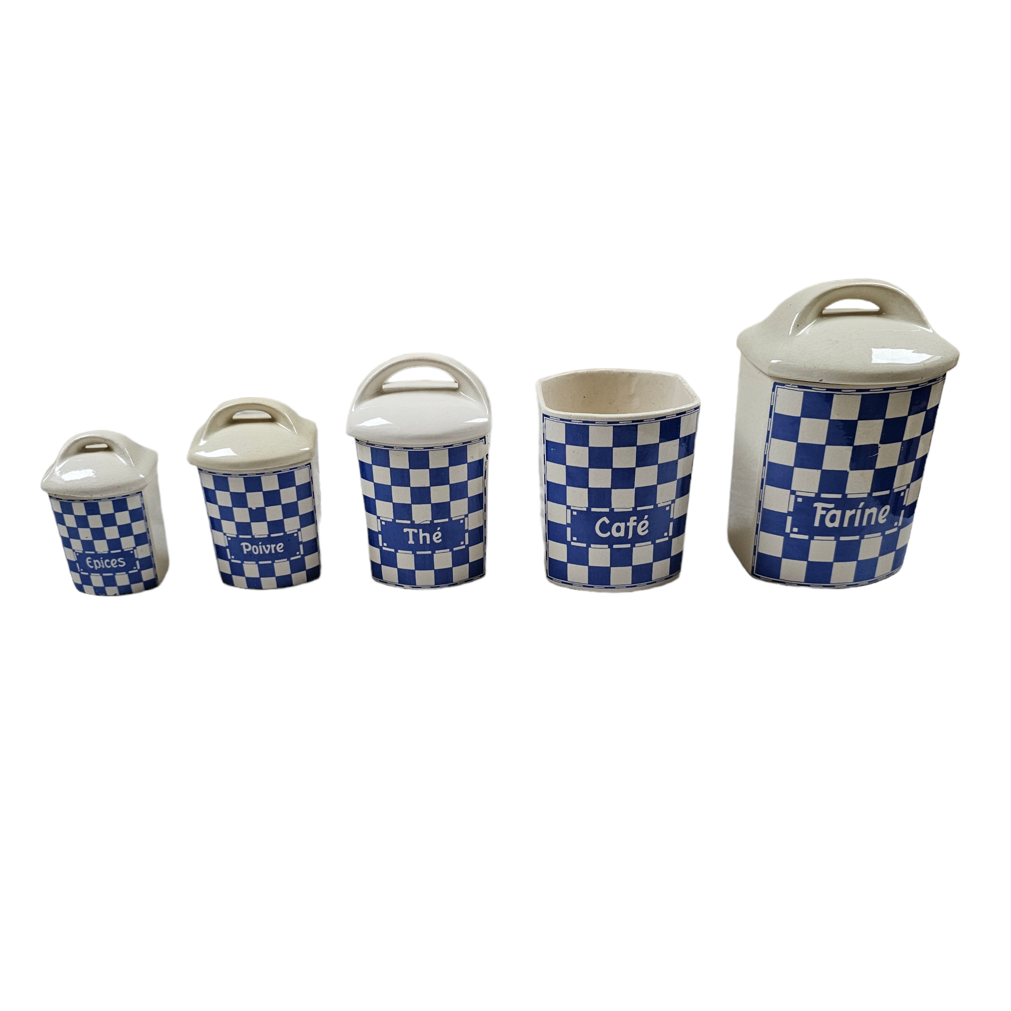 Series of 5 Art Deco earthenware household and spice pots – Le Charme ...